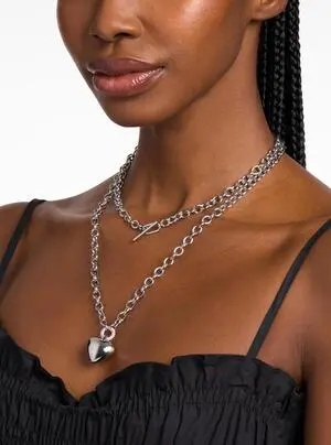 Michael Kors Pavé Embellished Heart Pendant Necklace - Silver