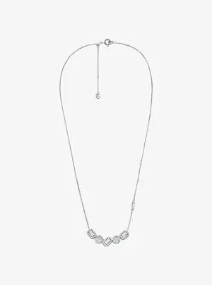 Michael Kors Precious Metal-plated Sterling Pavé Necklace - Silver