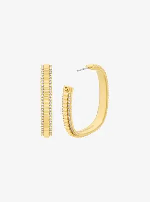 Michael Kors Large Pavé -tone Brass Hoop Earrings In By