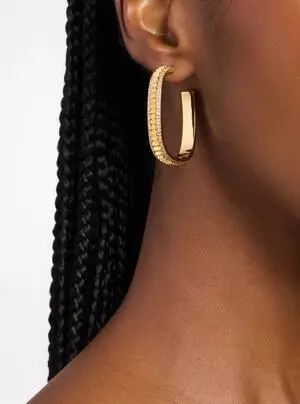 Michael Kors Large Pavé -tone Brass Hoop Earrings In By