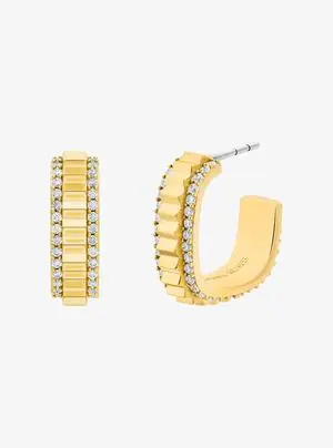 Michael Kors Small Pavé -tone Brass Hoop Earrings In By - Gold
