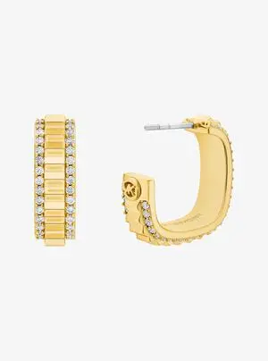 Michael Kors Small Pavé -tone Brass Hoop Earrings In By