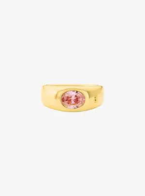Michael Kors Oval Stone Signet Ring In Size By - Gold