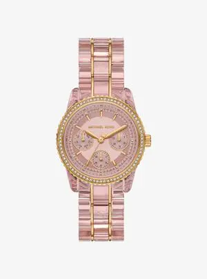 Michael Kors Bryant Pavé -tone And Acetate Watch In By - Pink
