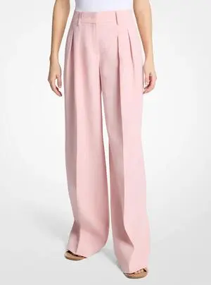 Michael Kors Linen Wide-leg Trousers In - Size 8 By Purple