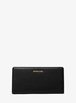 Michael Kors Bryant Large Pebbled Leather Snap-front Wallet In By - Black