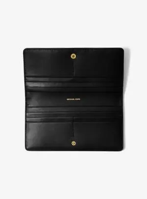 Michael Kors Bryant Large Pebbled Leather Snap-front Wallet In By - Black