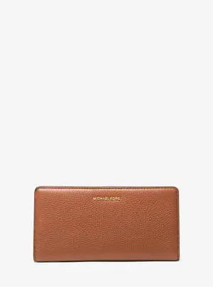 Michael Kors Bryant Large Pebbled Leather Snap-front Wallet In By - Brown