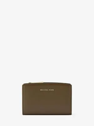 Michael Kors Bryant Medium Pebbled Leather Wallet In By - Green