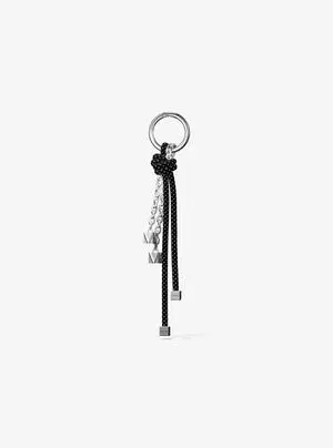Michael Kors Silver-tone And Speckled Cord Bag Charm - Black