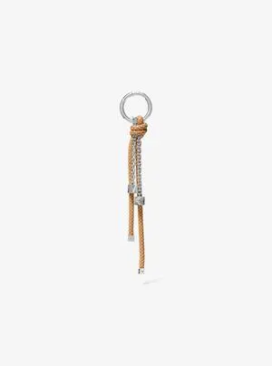Michael Kors Silver-tone And Speckled Cord Bag Charm - Brown