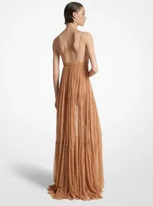 Michael Kors Hand-embroidered Sequin Chantilly Lace Slip Gown