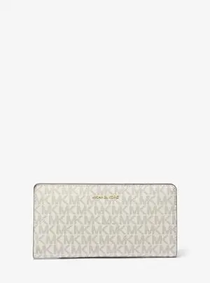 Michael Kors Bryant Large Signature Logo Snap-front Wallet In By - Natural