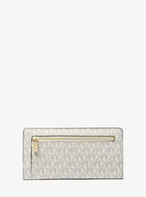 Michael Kors Bryant Large Signature Logo Snap-front Wallet In By - Natural
