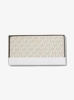 Michael Kors Bryant Large Signature Logo Snap-front Wallet In By - Natural