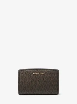 Michael Kors Bryant Medium Signature Logo Wallet In By - Brown
