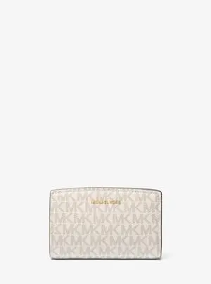 Michael Kors Bryant Medium Signature Logo Wallet In By - Natural