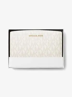Michael Kors Bryant Medium Signature Logo Wallet In By - Natural