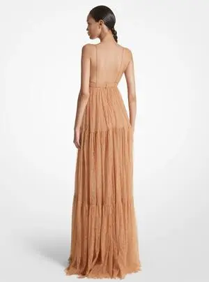 Michael Kors Chantilly Lace Slip Gown In Size By