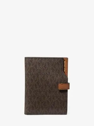 Michael Kors Jet Set Signature Logo Passport Wallet In By - Brown