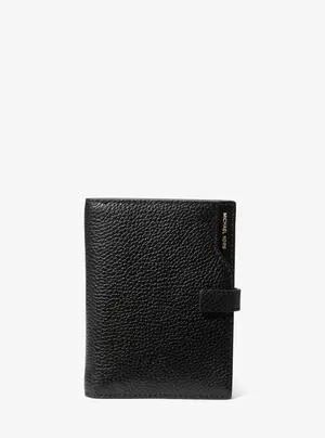 Michael Kors Jet Set Pebbled Leather Passport Wallet In By - Black