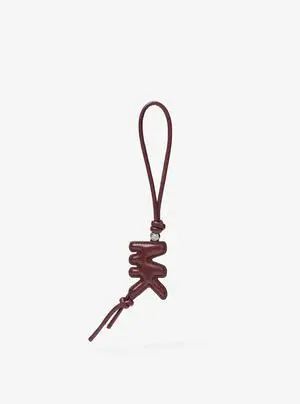 Michael Kors Puffy Logo Leather Bag Charm In By - Red
