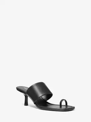 Michael Kors Dionne Leather Sandal In Size By - Black