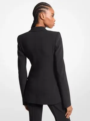 Michael Kors Stretch Wool Crepe Asymmetrical Zip Jacket
