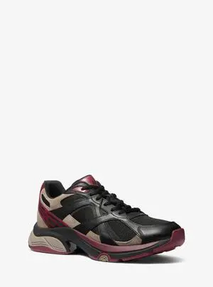 Michael Kors Leo Mixed-media Trainer In Size By