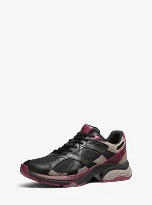 Michael Kors Leo Mixed-media Trainer In Size By