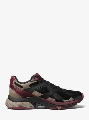 Michael Kors Leo Mixed-media Trainer In Size By