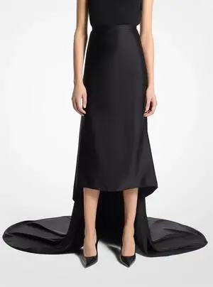 Michael Kors Satin Charmeuse Midi Skirt With Train