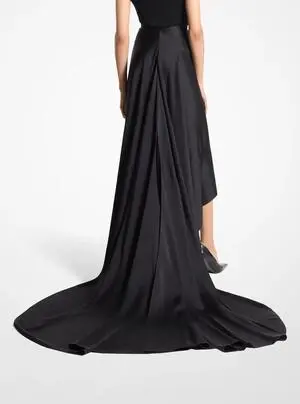 Michael Kors Satin Charmeuse Midi Skirt With Train