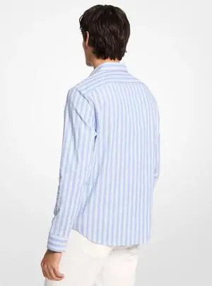 Michael Kors Striped Stretch Cotton Shirt In Size By