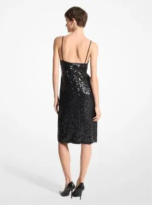 Michael Kors Hand-embroidered Sequin Silk Georgette Slip Dress