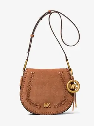 Michael Kors Josie Medium Whipstitched Suede Saddle Bag In By