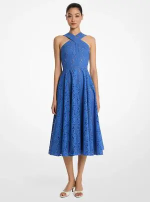 Michael Kors Cotton Eyelet Halter Dress