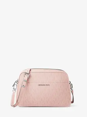Michael Kors Jet Set Small Signature Logo Camera Crossbody Bag In By - Pink