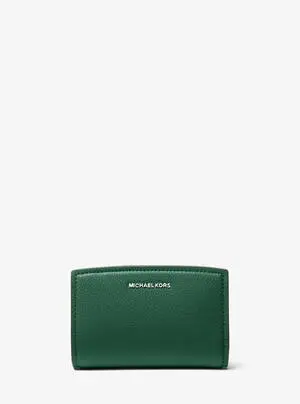 Michael Kors Bryant Medium Pebbled Leather Wallet In By - Green