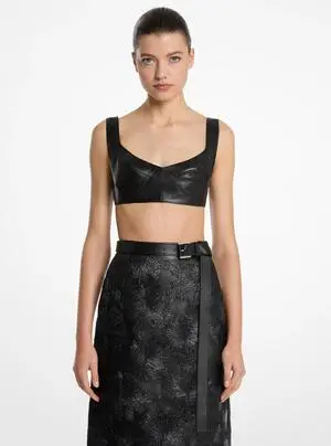 Michael Kors Plongé Leather Bra Top In Size By - Black