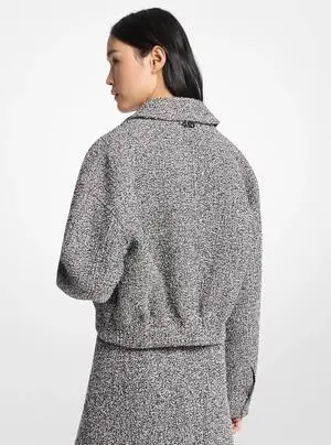 Michael Kors Cotton Blend Tweed Bomber Jacket