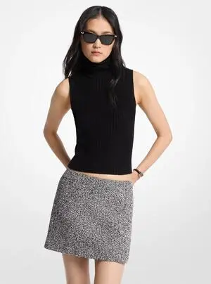 Michael Kors Cotton Blend Tweed Mini Skirt
