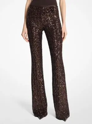 Michael Kors Sequined Stretch Flared Pants In Size By - Brown