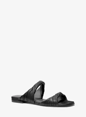 Michael Kors Kiana Leather Sandal In Size By - Black