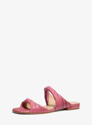 Michael Kors Kiana Leather Sandal In Size By - Pink