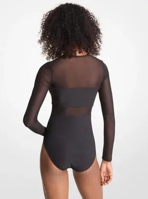 Michael Kors Stretch Nylon Zip-up Swimsuit