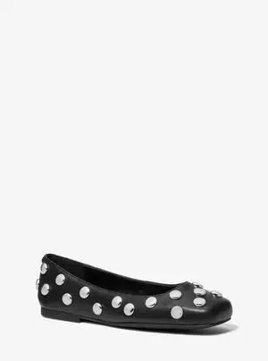 Michael Kors Matilda Studded Leather Ballet Flat In Size By - Black