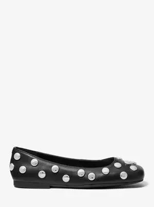 Michael Kors Matilda Studded Leather Ballet Flat In Size By - Black