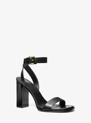 Michael Kors Ashley Leather Sandal In Size By - Black