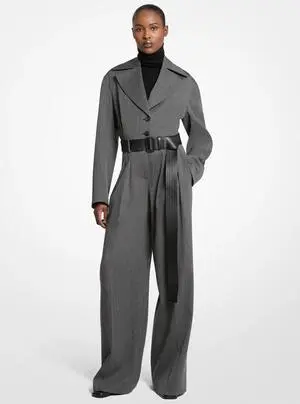 Michael Kors Covert Twill Wool Jumpsuit - Grey